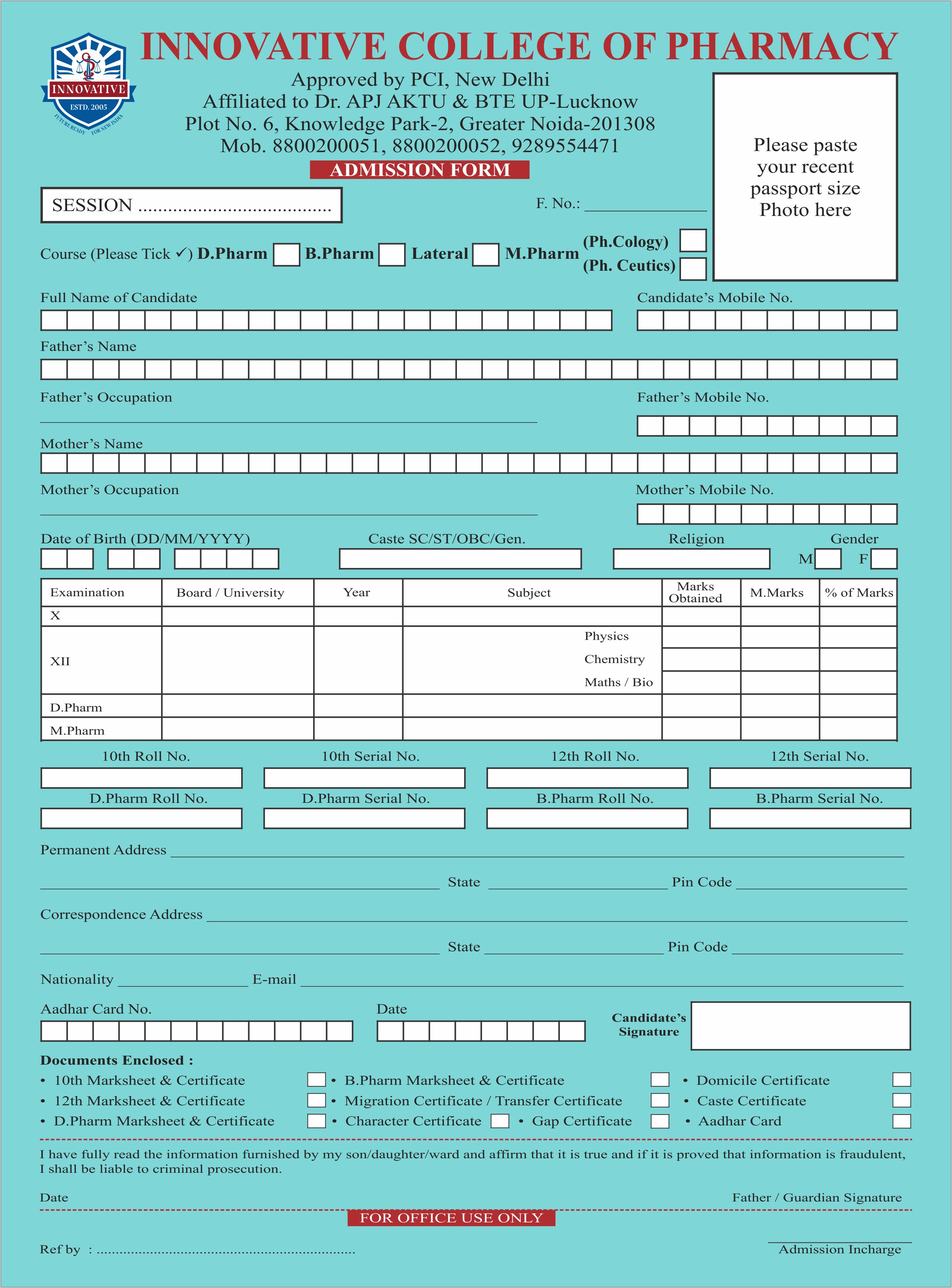 PCI Approved M.Pharm Colleges Noida is Innovative Pharmacy
